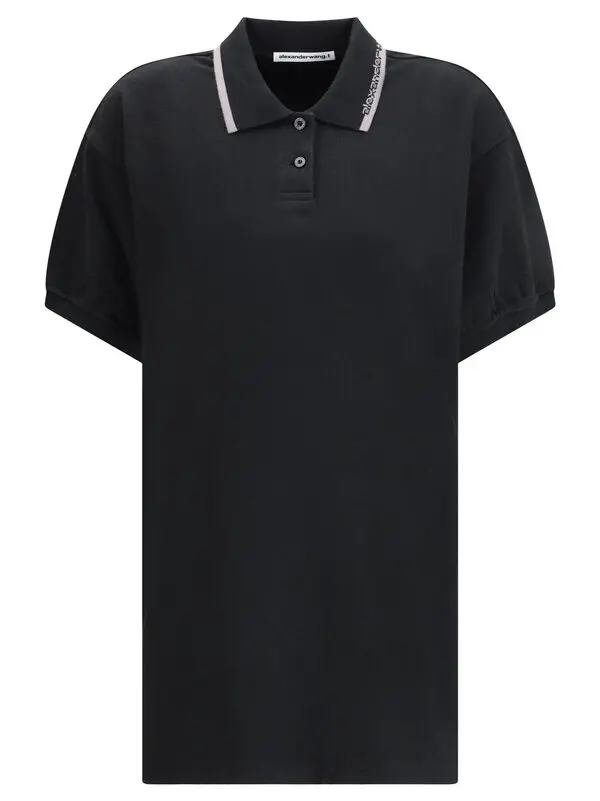 Alexander Wang Cotton Polo Dress With Logo Detail - Black