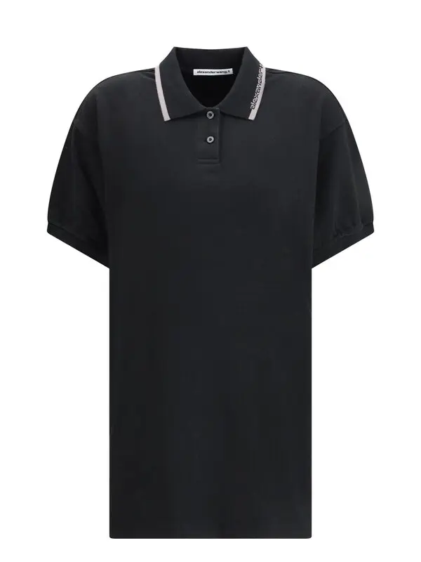 Alexander Wang Cotton Polo Dress With Logo Detail - Black