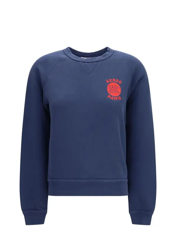 Kenzo Emblem Embroidered Cotton Sweatshirt - Blue