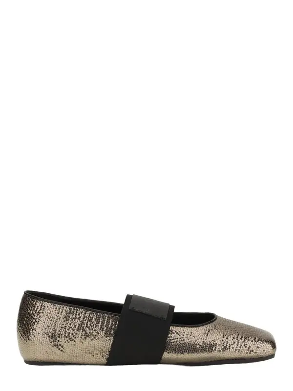 Givenchy Sliced Square Ballerinas In Textured Leather - Gold