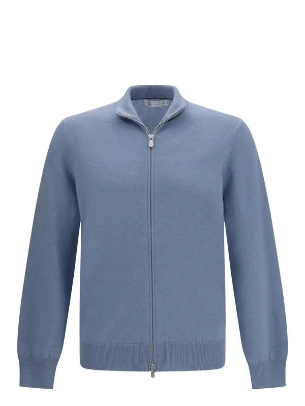 Brunello Cucinelli Pure Cashmere Zip-up Cardigan - Light Blue