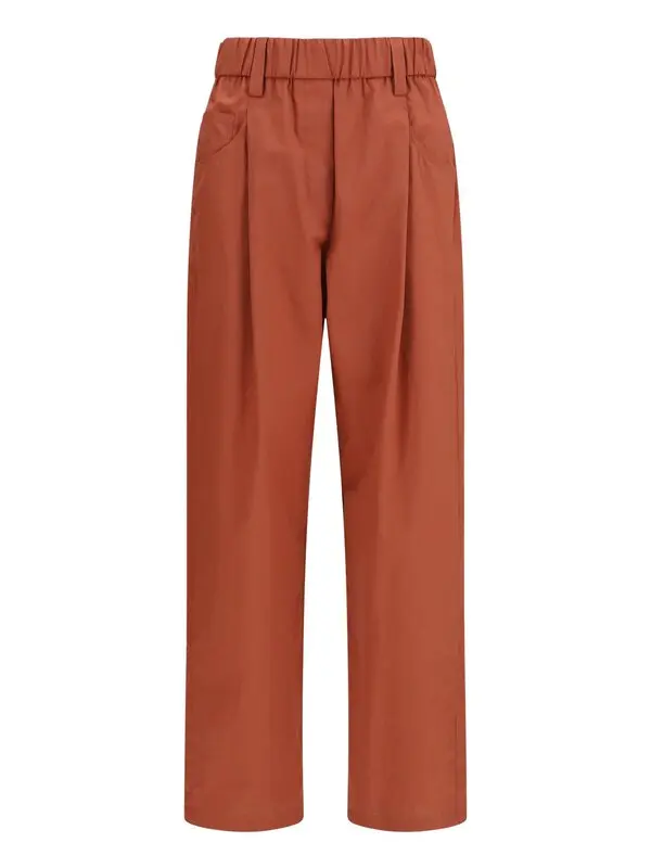 Brunello Cucinelli Cotton Elasticated Waist Pants - Orange