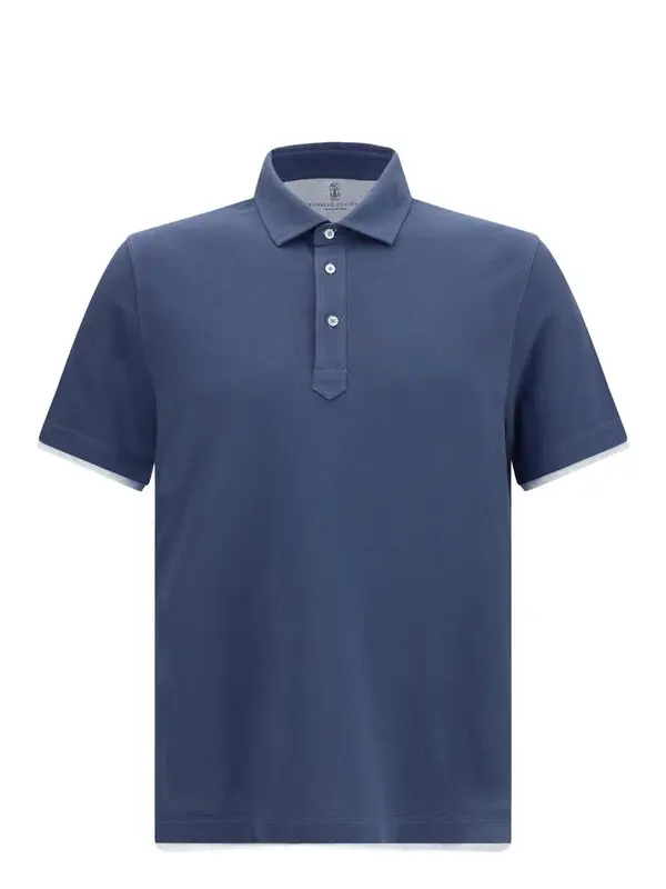 Brunello Cucinelli Short-sleeve Cotton Polo Shirt - Blue