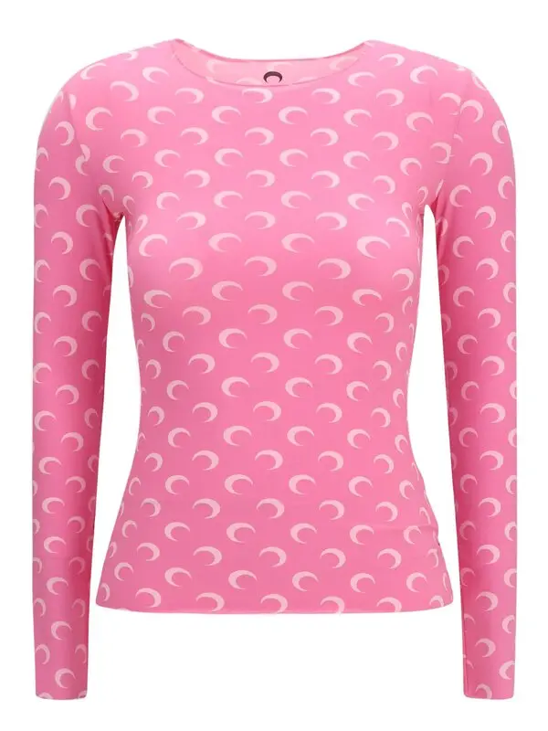 MARINE SERRE Long-sleeve Top With Moon Logo Print - Pink