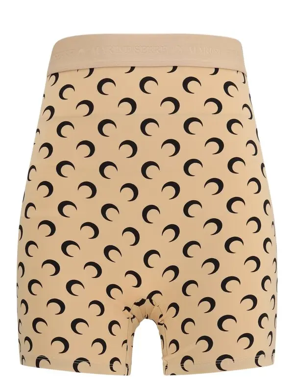 MARINE SERRE Crescent Moon Monogram Stretch Shorts - Beige