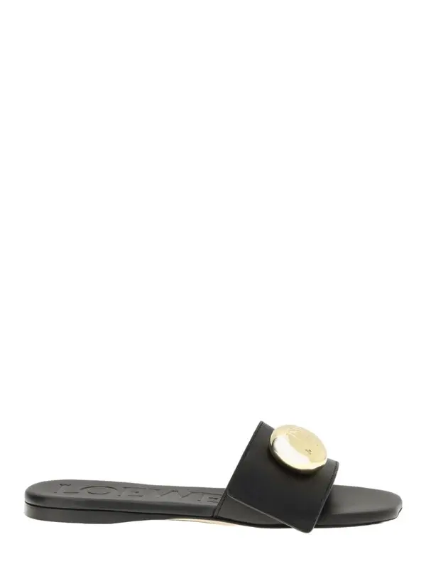 Loewe Pebble Slide Sandals In Calfskin Leather - Black