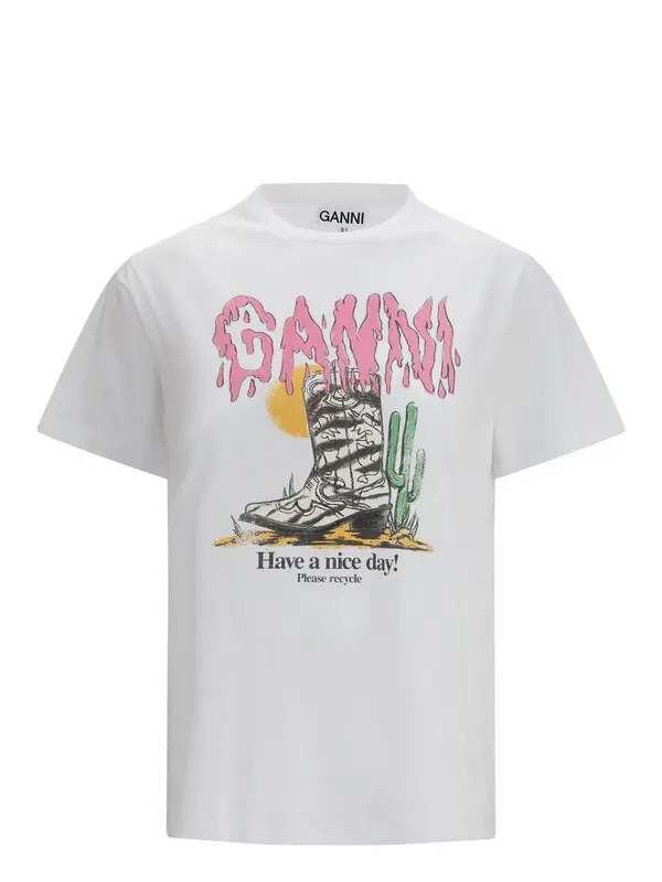 GANNI Western Boot Graphic T-shirt - White