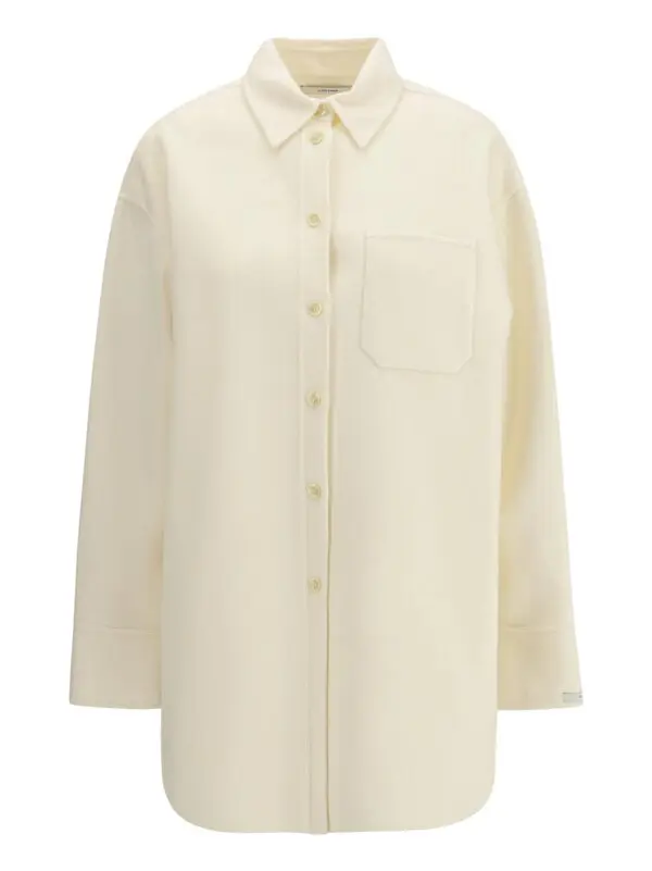 Max Mara Sportmax Oversized Riber Wool Shirt - Cream