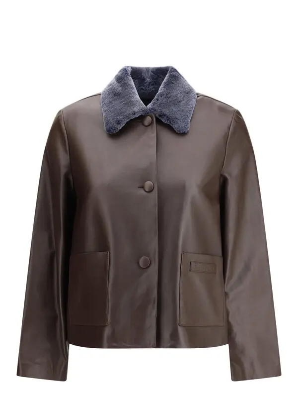 Marni Leather Jacket With Shearling Collar - Brown