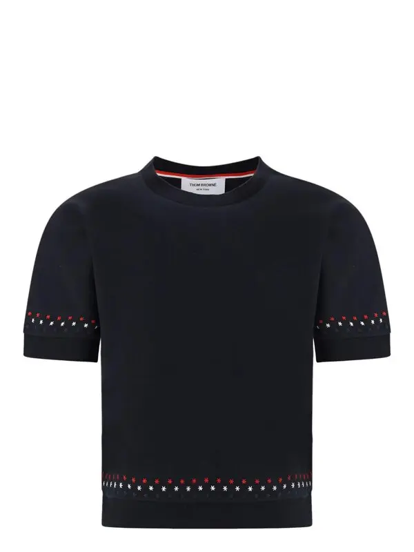 Thom Browne Snowflake Embroidered T-shirt - Black