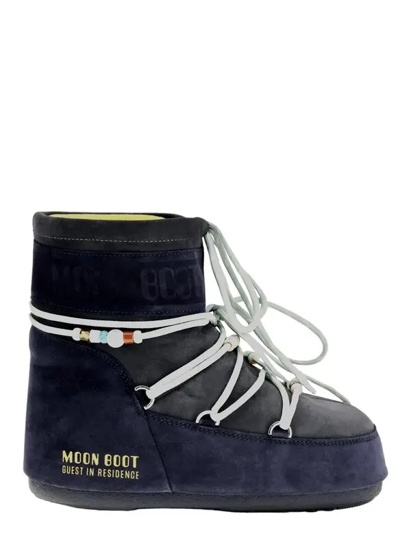 Moon Boot X Guest In Residence Icon Low Suede Boots With Embellished Laces - Blue