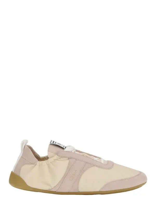 Chloé Kick Sneakers In Cotton Nylon And Suede Leather - Beige