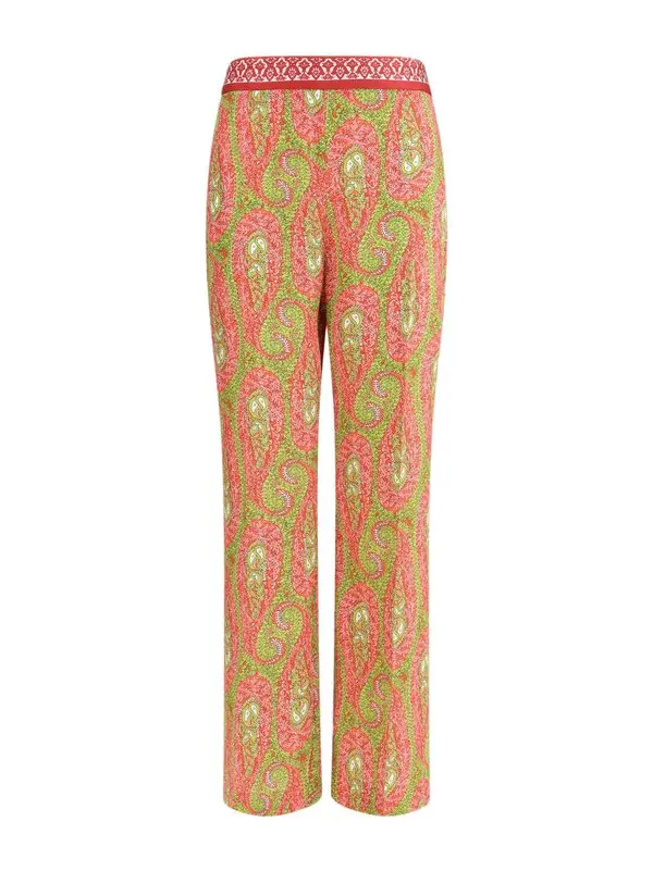 Etro Bootcut Pants With Paisley Foliage Print - Multicolour