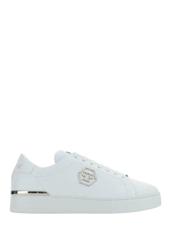 Philipp Plein Hexagon Low Top Leather Sneakers - White