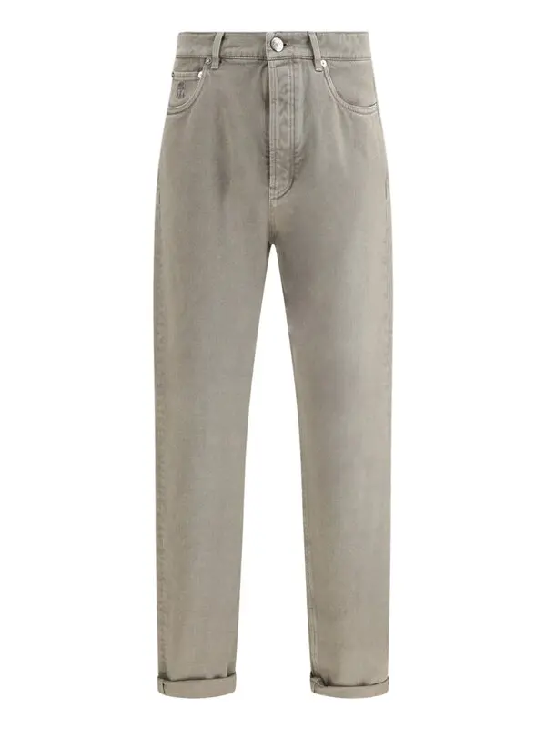 Brunello Cucinelli Garment-dyed Cotton Denim Pants - Green