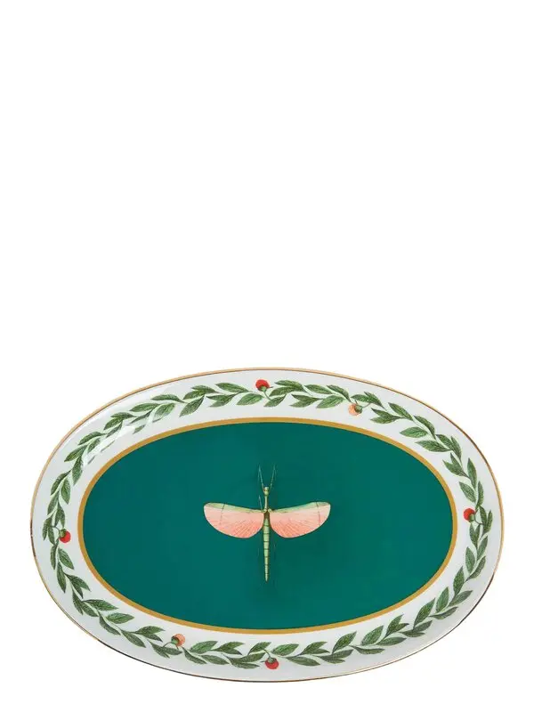 La DoubleJ Oval Serving Platter With Hand-painted Decoration - Green