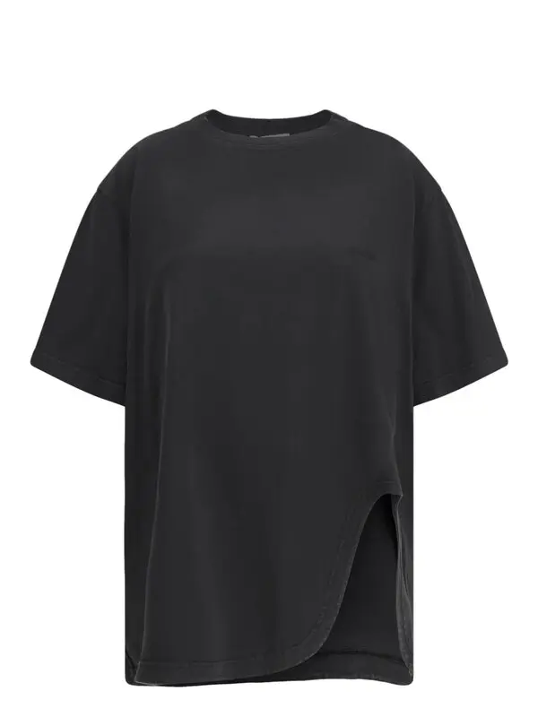 Attico Oversized T-shirt With Asymmetrical Slit - Black