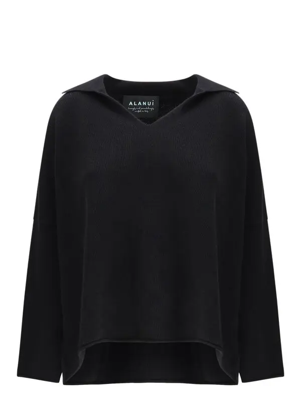 Alanui Pullover With Polo Collar - Black