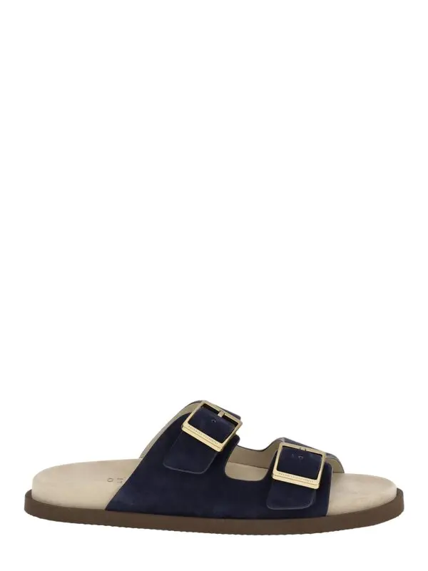 Brunello Cucinelli Suede Double Strap Sandals - Blue