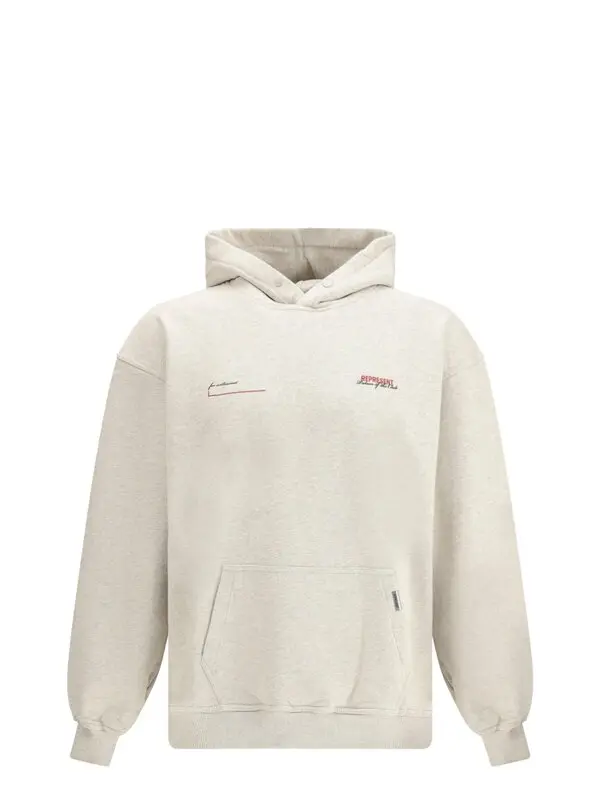 REPRESENT Cotton Hoodie With Monogram Detail - Beige