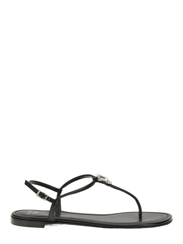 GIUSEPPE ZANOTTI Pia Mizuki Embellished Leather Flip Flop Sandals - Black