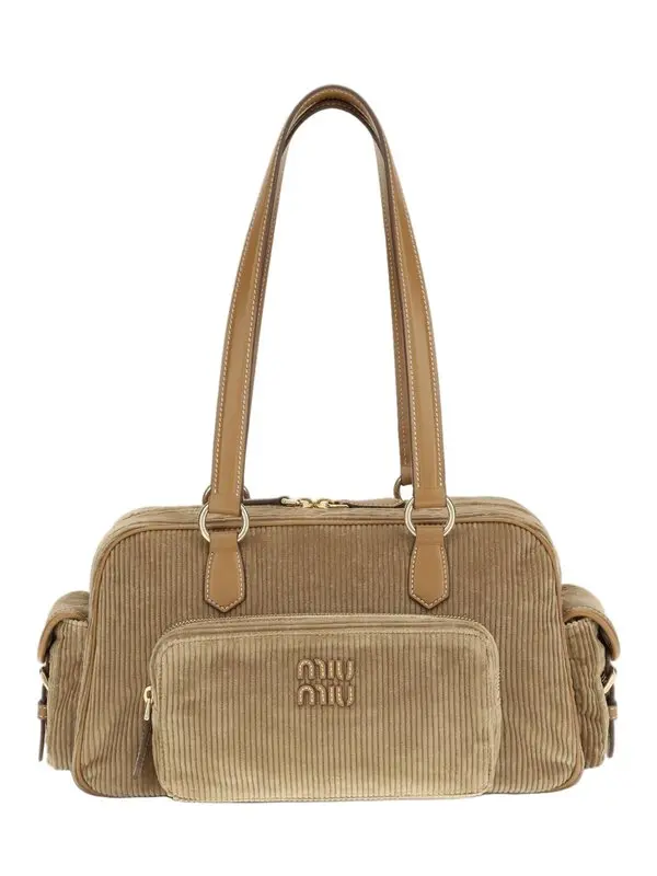 Miu Miu Corduroy Shoulder Bag - Beige