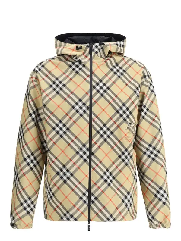 Burberry Reversible Checked And Plain Waterproof Jacket - Multicolour