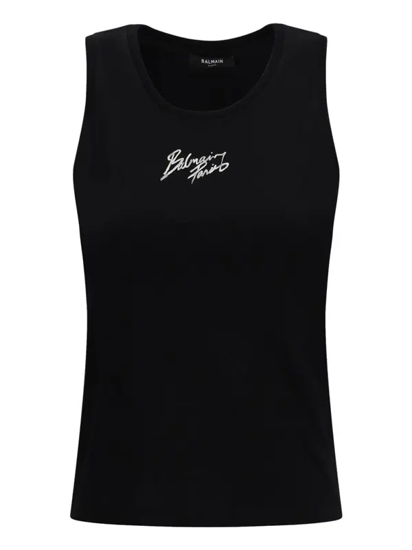 Balmain Paris Brush Print Tank Top - Black