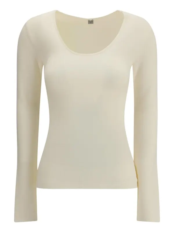 TOTEME Compact Sweater In Stretch Wool Blend - Cream