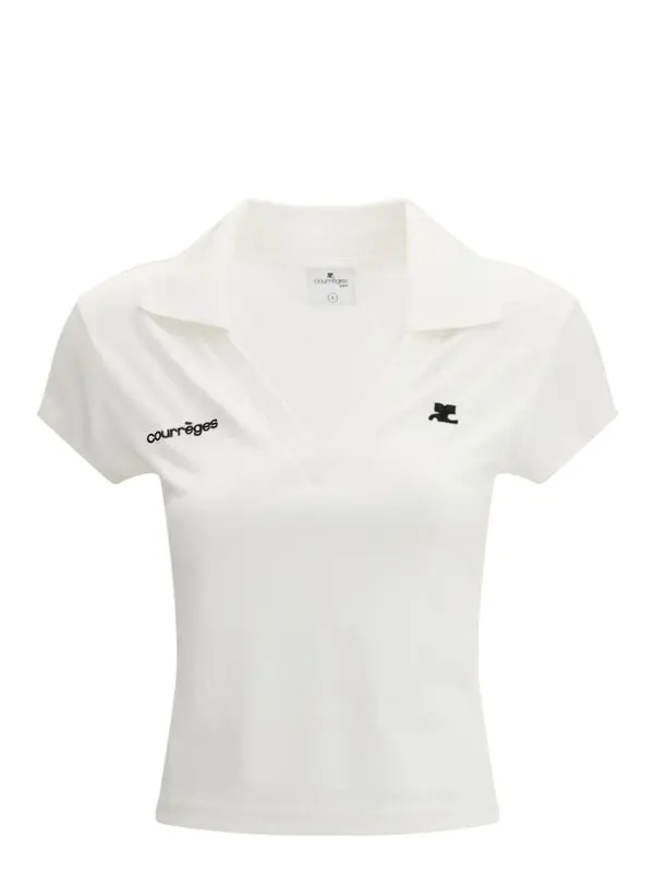 COURREGES Cotton Logo Polo - White