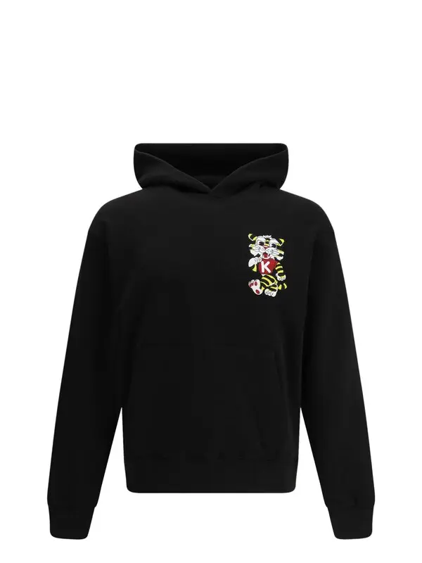 Kenzo Cotton Hoodie With Wild Tiger Embroidery - Black