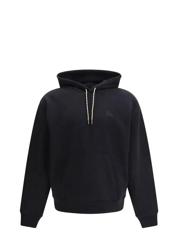 Burberry Cotton Hooded Sweatshirt With Embroidered Equestrian Knight Design - Black