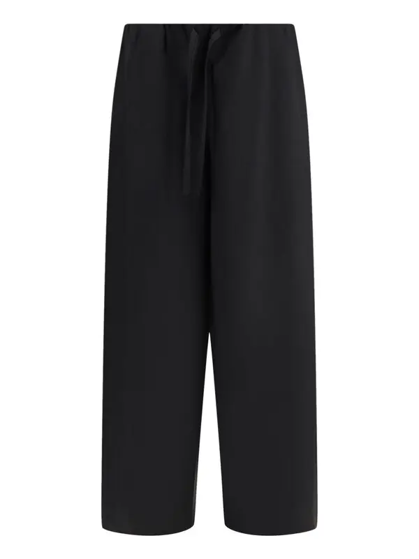 TOTEME Drawstring Wide-leg Wool Pants - Black