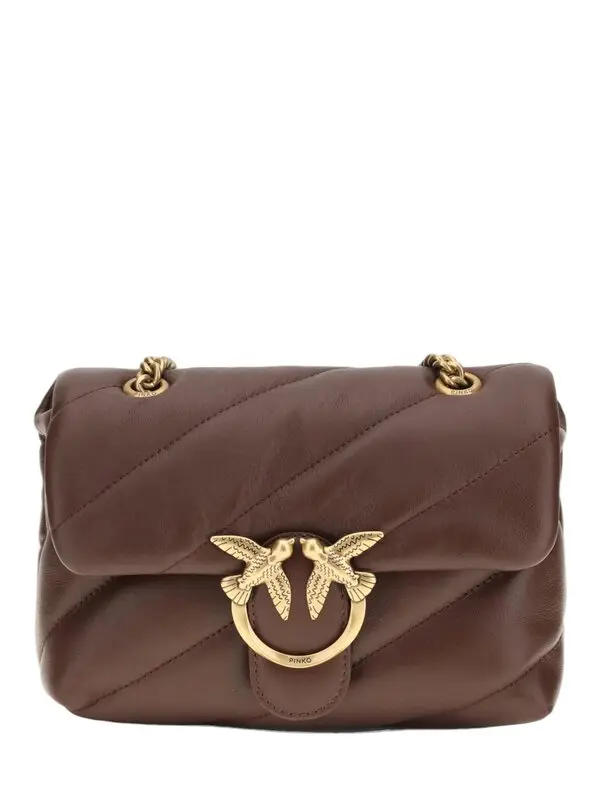 Pinko Love Mini Puff Leather Shoulder Bag - Brown