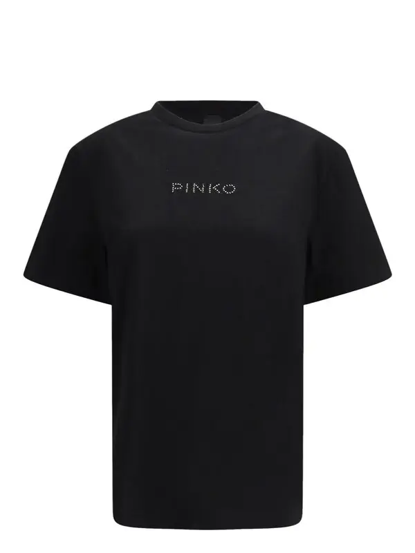 Pinko Rhinestone Embellished Cotton T-shirt - Black