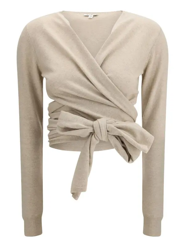 Alaïa Wool Cashmere Wrap Top - Beige