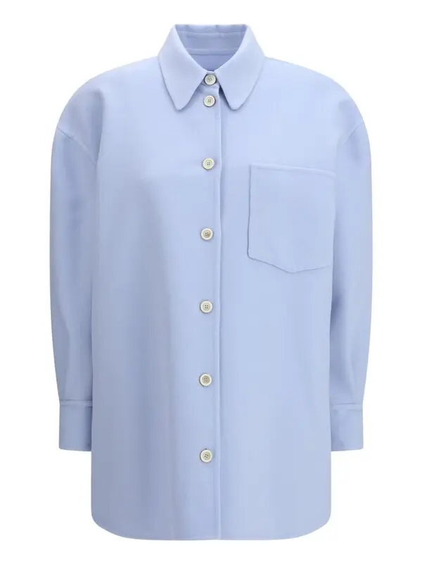 Fabiana Filippi Long Shirt In Double Wool - Light Blue