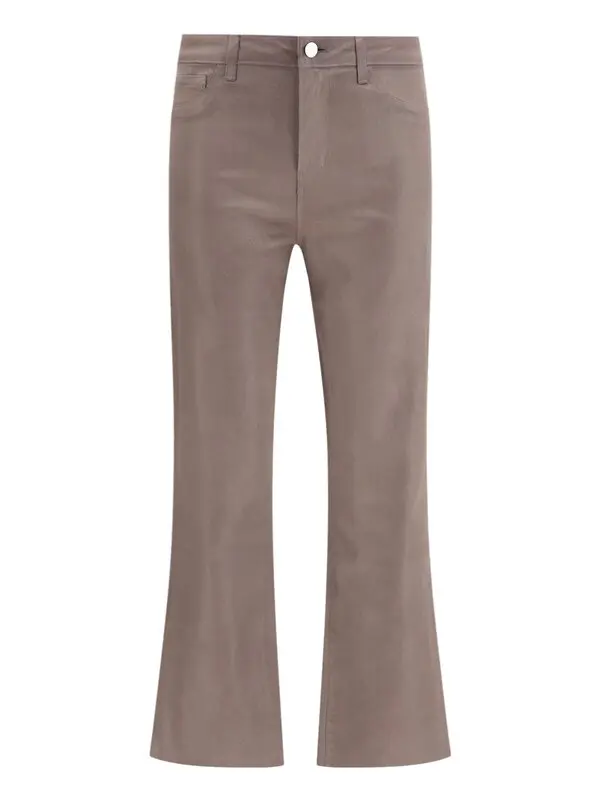 L'Agence Kendra Coated Stretch Denim Flare Pants - Beige