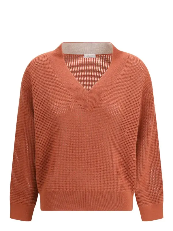 Brunello Cucinelli Cashmere Net Sweater - Red