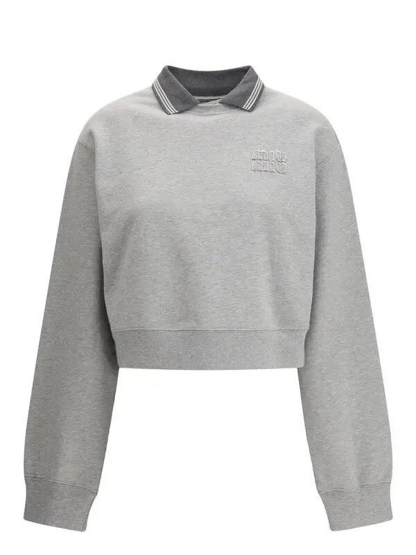 Miu Miu Embroidered Logo Sweatshirt - Grey