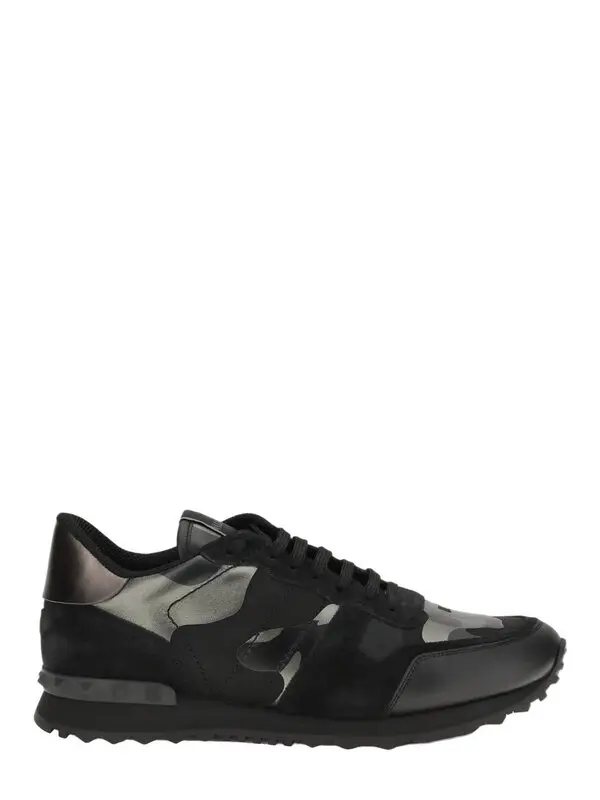 Valentino Garavani Rockrunner Calfskin Leather Sneakers - Black