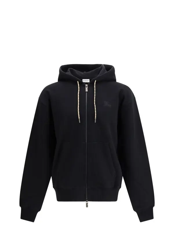 Burberry Cotton Zip-up Hoodie With Equestrian Knight Design - Black