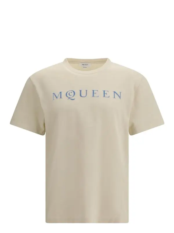 Alexander McQueen Cotton T-shirt With Logo - Cream