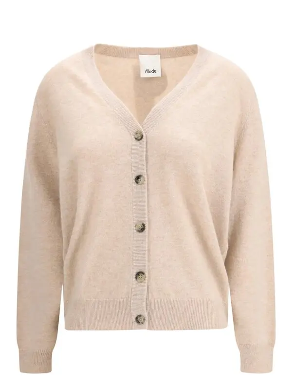 ALLUDE Cashmere V-neck Cardigan - Cream