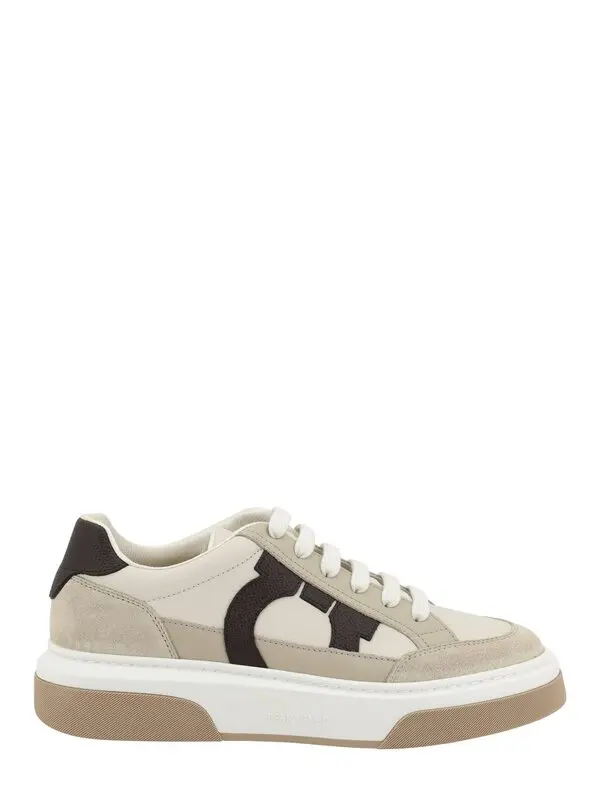 FERRAGAMO Paneled Leather And Suede Sneakers - Multicolour