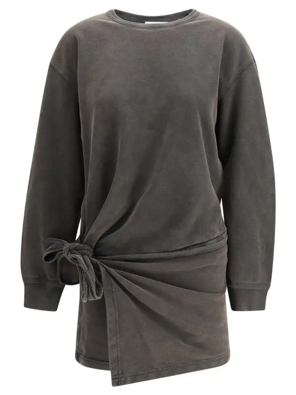 MARANT ETOILE Marant Étoile Zae Fleece Dress With Asymmetric Hem - Grey