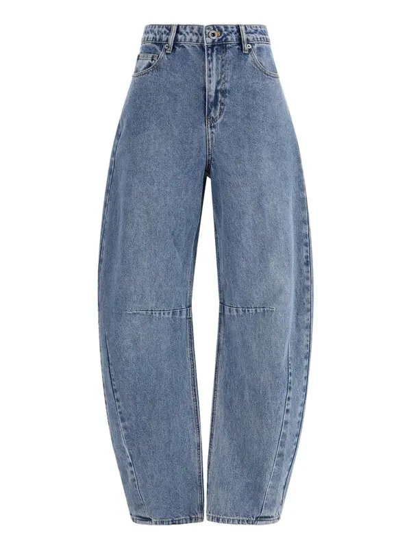 SELF-PORTRAIT Barrel Leg Jeans In Denim - Blue