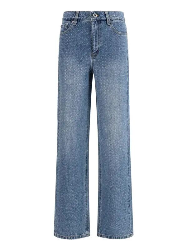 SELF-PORTRAIT Embellished Straight-leg Jeans - Blue
