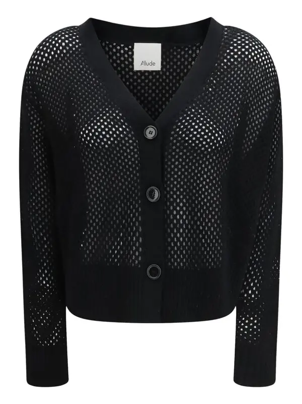 ALLUDE V-neck Buttoned Cardigan - Black