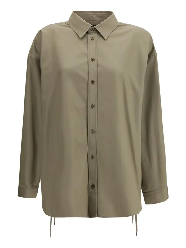 Balenciaga Oversized Lace-up Shirt In Cotton Gabardine - Beige